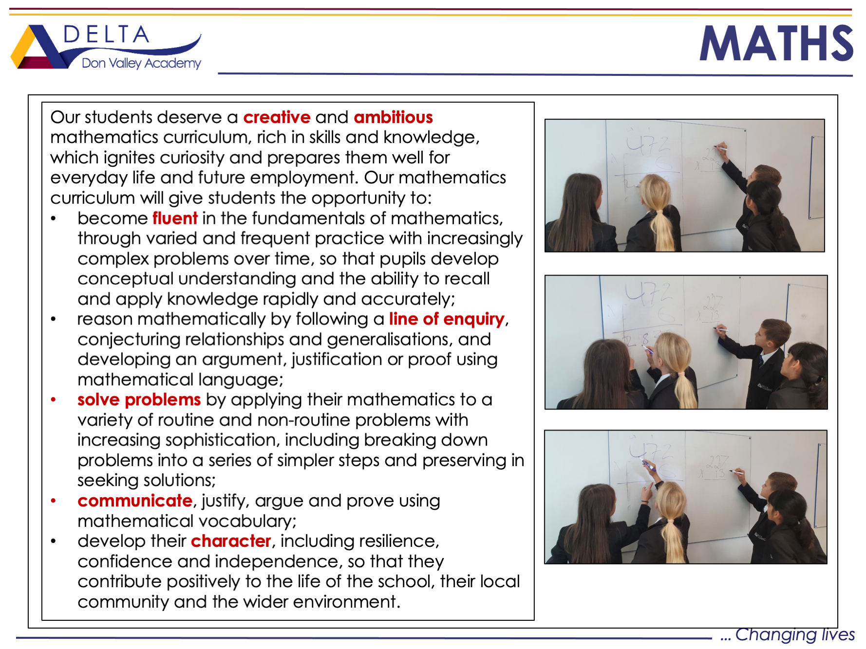 Opening Evening Maths - Don Valley Academy